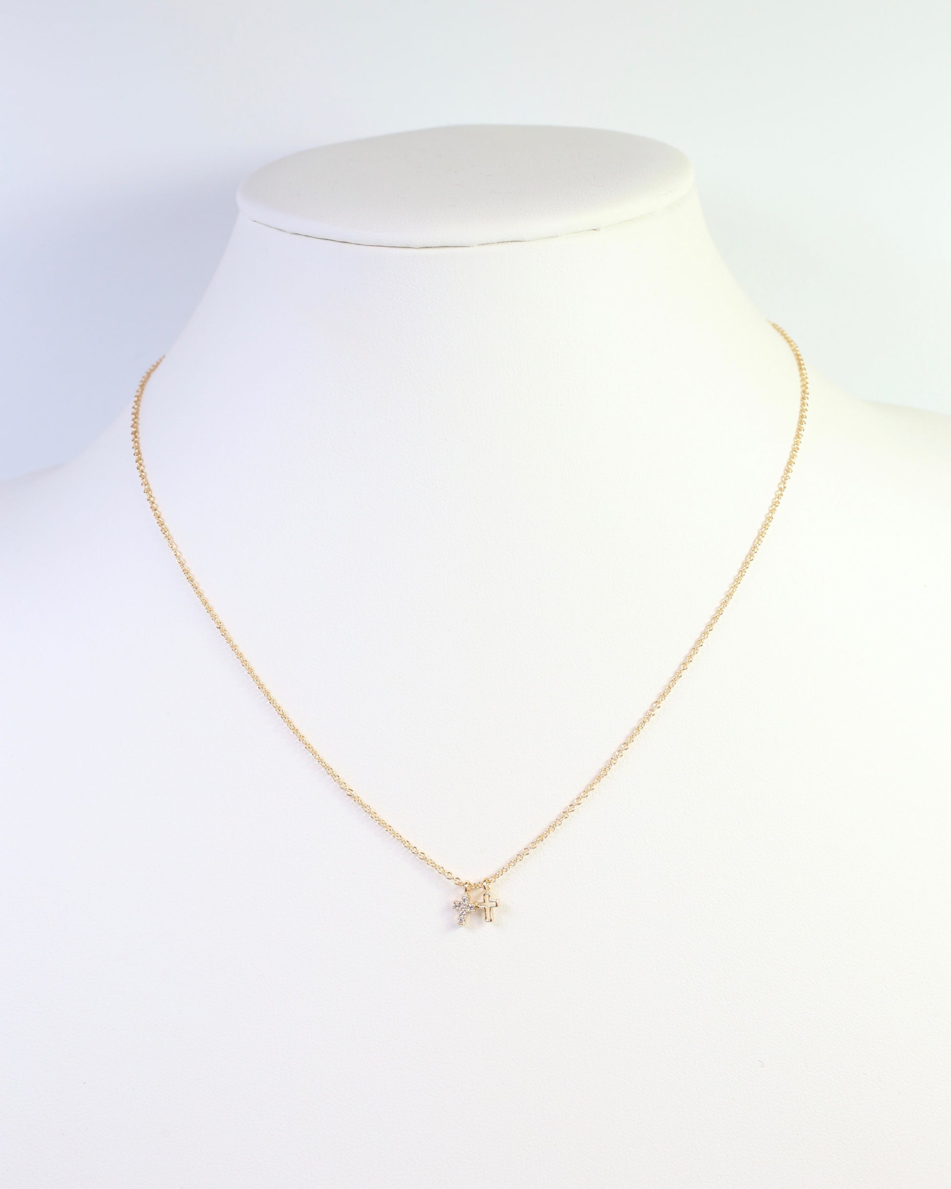 Adrian Cross Necklace Gold – Caroline Hill